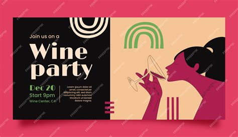 와인 시음 및 포도원 가로 배너 템플릿 프리미엄 벡터