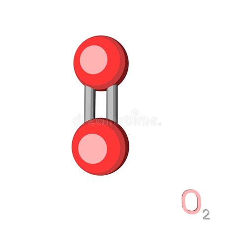 Oxygen Model Molecule Isolated On White Background 3d Rendering Illustration Cartoon Style