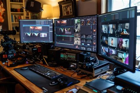 Editor Editing Table Video Processing Premium Ai Generated Image