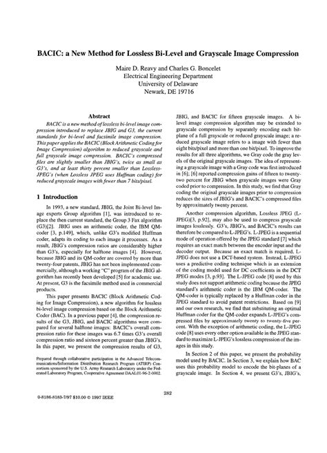 Pdf Bacic A New Method For Lossless Bi Level And Grayscale Imagecompression