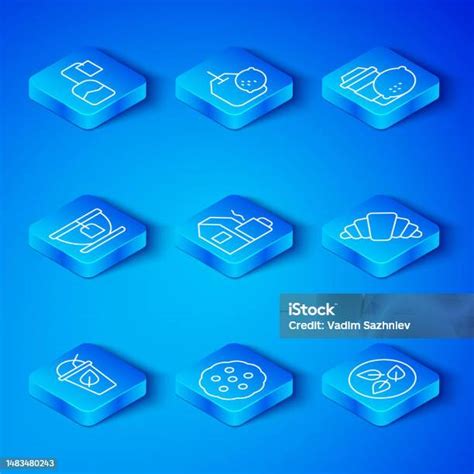 잎 우유 쿠키 또는 비스킷 크로와상 레몬 가방 차 및 아이콘과 함께 차 한 잔을 설정합니다 벡터 0명에 대한 스톡 벡터 아트 및 기타 이미지 Istock