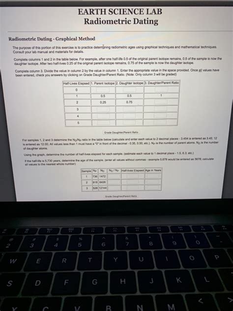 Solved EARTH SCIENCE LAB Radiometric Dating Radiometric Chegg Com