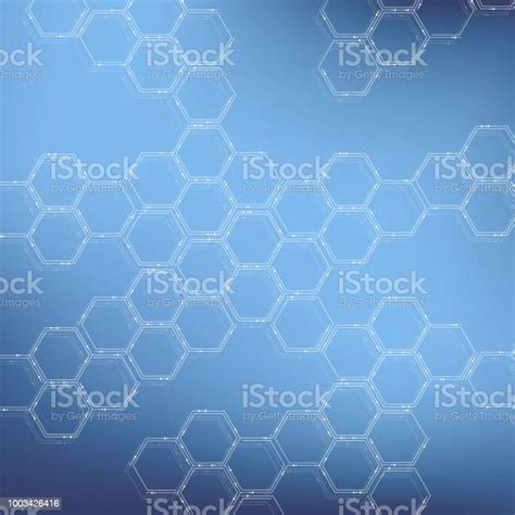 육각형 추상적인 배경입니다 기하학적 인 과학 및 기술 모션 디자인입니다 디지털 데이터 시각화 개념입니다 과학적인 벡터 일러스트