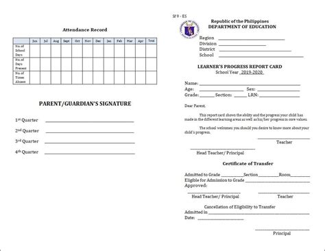 School Form 9 Sf9 Learners Progress Report Card Formerly Form 138 Deped Ph
