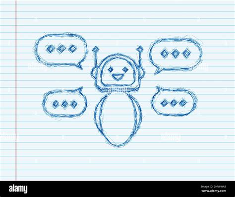 Robot Sketch Icon Bot Sign Design Chatbot Symbol Concept Voice Support Service Bot Online