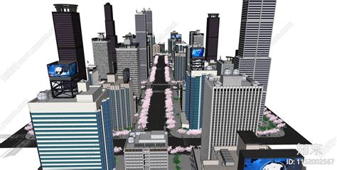 现代大都市城市鸟瞰场景su模型下载【id 1152002567】 知末su模型网