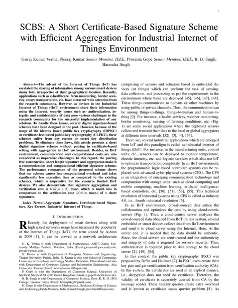 Pdf Scbs A Short Certificate Based Signature Scheme With Efficient