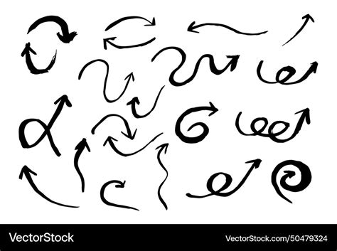 Sketchy Arrow Collection Hand Drawn Doodles Vector Image