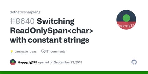 switching readonlyspan with constant strings · dotnet csharplang · discussion 8640 · github