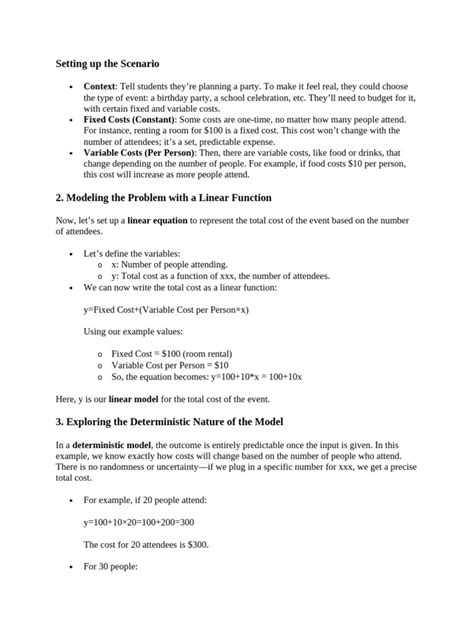 Setting Up The Scenario Pdf Variable Mathematics Determinism