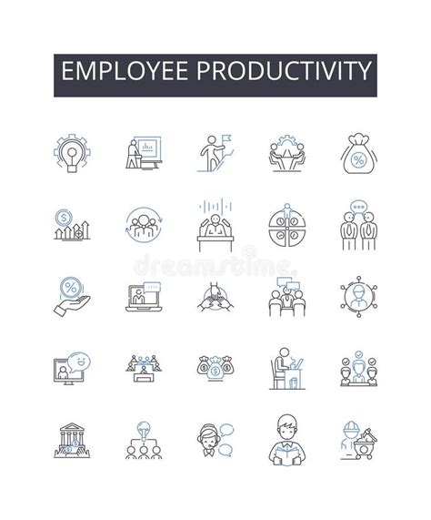 Employee Productivity Line Icons Collection Job Satisfaction Work Efficiency Labor Output