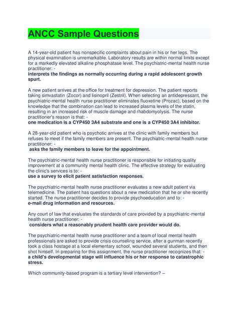 Ancc Questions And Answers With Complete Top Solution Top Score Scholarfriends