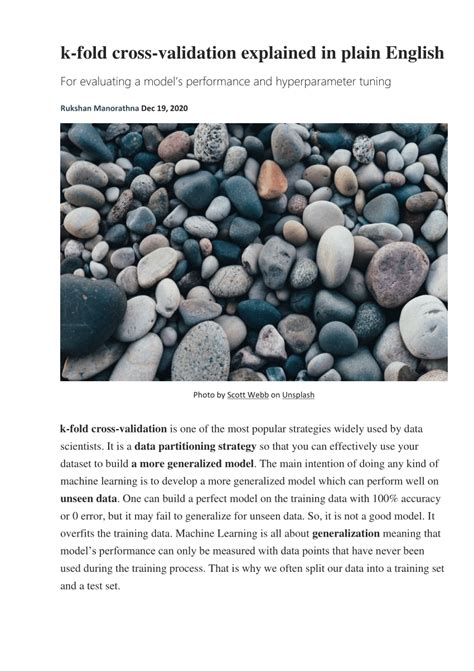 Pdf K Fold Cross Validation Explained In Plain English For Evaluating A Models Performance
