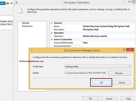 Delete Directory Content Using File System Task In Ssis