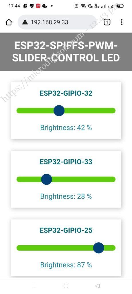 Esp32 Web Server Websocket Pwm With Multi Sliders