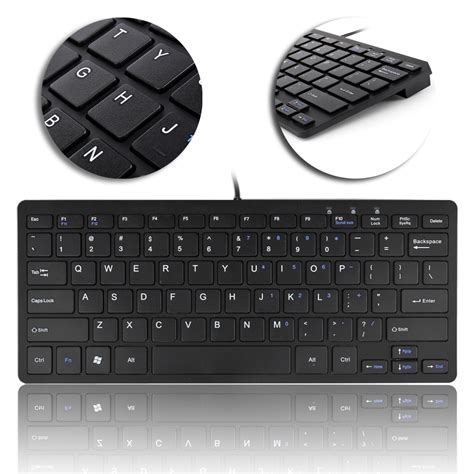 CE Compass USB KYB K1280 BLK USB Mini Keyboard Black Ultra Slim Portable Wired 78 Keys With