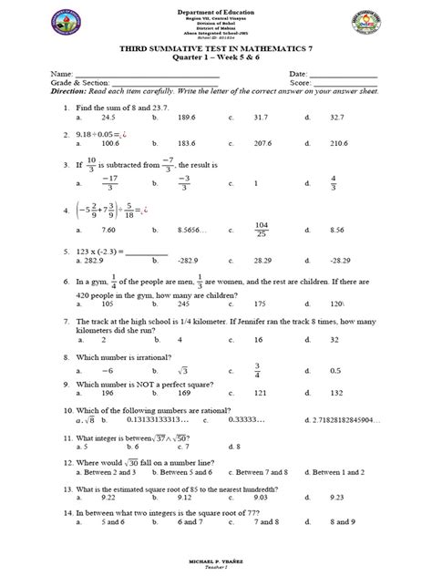 Summative 3 Mod5and6 Pdf Arithmetic Mathematical Analysis