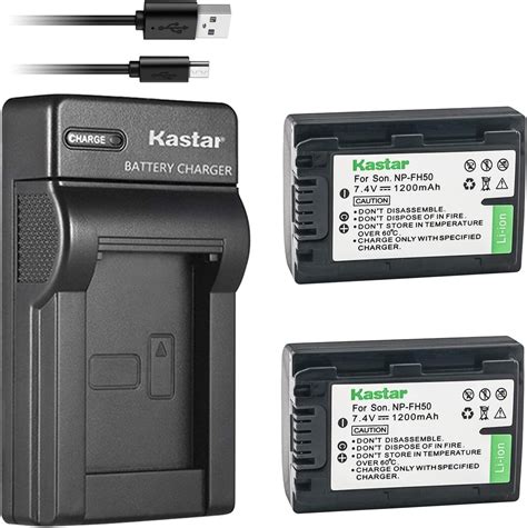 Kastar Battery X2 And Slim Usb Charger For Sony Np Fh50 Np