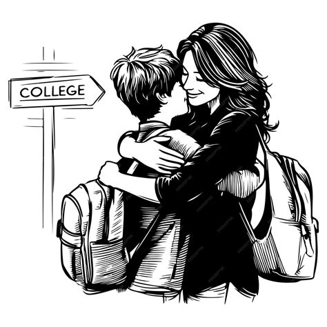 A Mother Sending Her Son Off To College With A Warm Hug Premium Ai