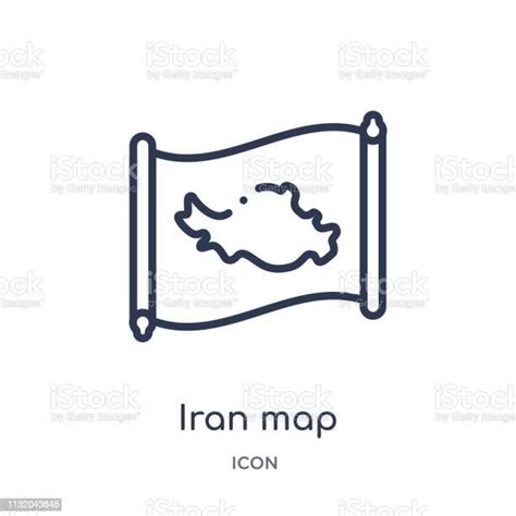 Linear Iran Map Icon From Countrymaps Outline Collection Thin Line Iran Map Vector Isolated On