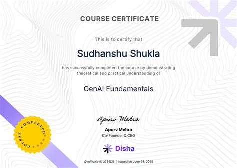 🌟 Thrilled To Share That Ive Successfully Completed The Genai Fundamentals Course By Disha
