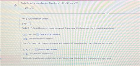 solved find g x ﻿for the given function then find