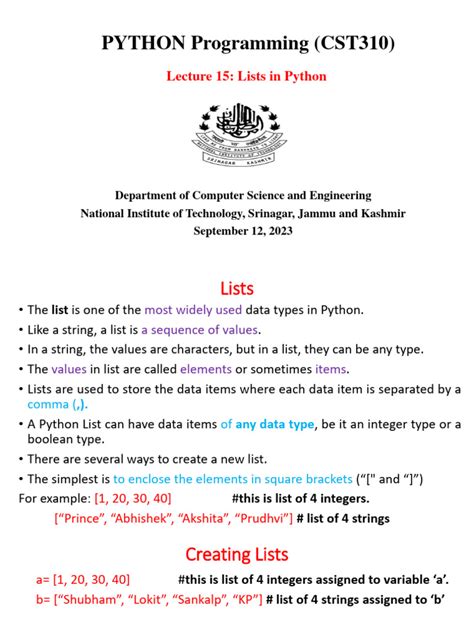 15 Lecture Lists Download Free Pdf Data Type String Computer