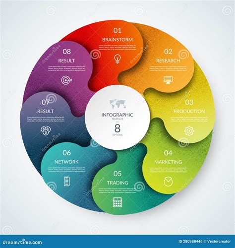 Vector Infographic Circle Cycle Diagram With 8 Steps Round Chart
