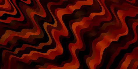 Dark Orange Vector Background With Curved Lines Illustration In Halftone Style With Gradient