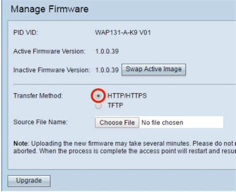 upgrade firmware on wireless access point cisco