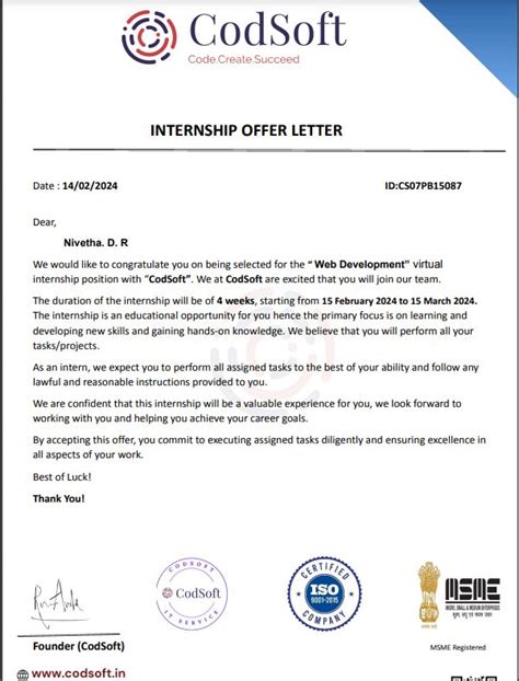nivetha d r on linkedin internship webdevelopment