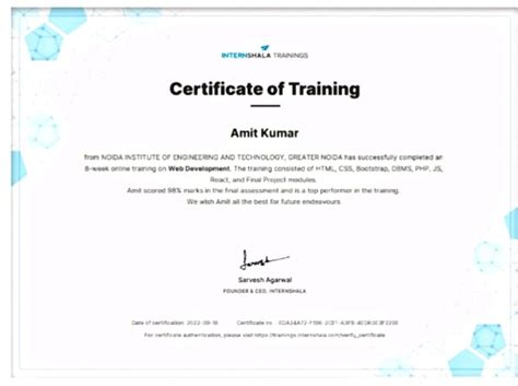 Amit Kumar On Linkedin Webdevelopment Internshala