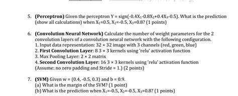 Solved 5 Perceptron Given The Perceptron