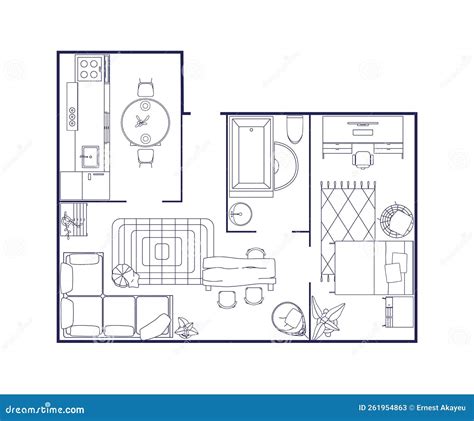Apartment Layout Floor Plan Overhead Outlined Floorplan Home