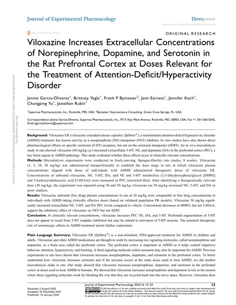 Pdf Viloxazine Increases Extracellular Concentrations Of