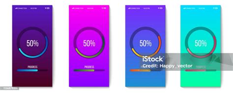 투명 한 배경에 고립 된 모바일 앱 진행률 표시 줄 로드의 창조적 인 벡터 일러스트 아트 디자인 프리로더 템플릿입니다 추상 개념