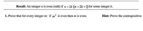 Solved Recall An Integer N Is Even Odd If N2k N 2k
