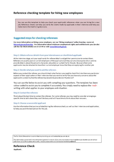 Reference Check Form Sample