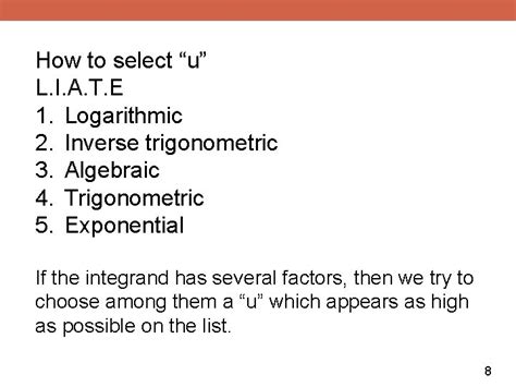 7 1 INTEGRATION BY PARTS Integrate Problems Where