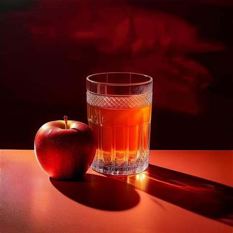 Minimalist Scene Single Glass Of Apple Juice Premium Ai Generated Image