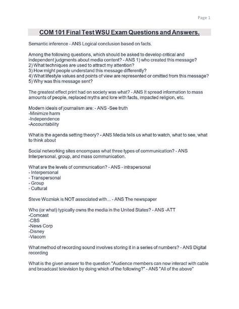 Com 101 Final Test Wsu Exam Questions And Answers Exams Data Communication Systems And