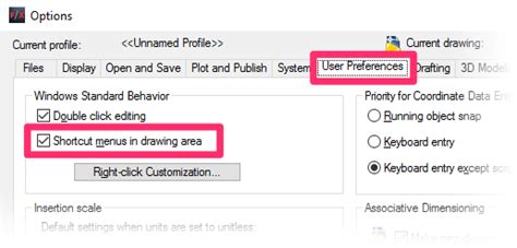 CAD Options Settings