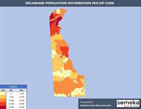 Delaware Zip Code Map And Population List In Excel
