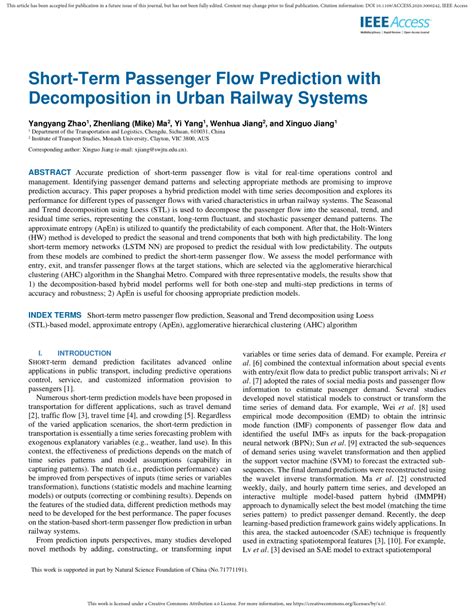 Pdf Short Term Passenger Flow Prediction With Decomposition In Urban Railway Systems