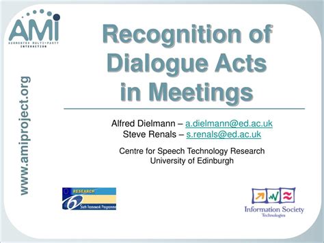 Ppt Recognition Of Dialogue Acts In Meetings Powerpoint Presentation