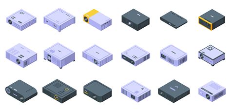 프로젝터 아이콘은 등각 투영 벡터를 설정합니다 비디오 오피스 3차원 형태에 대한 스톡 벡터 아트 및 기타 이미지 3차원 형태 가정용 캠코더 교육 Istock