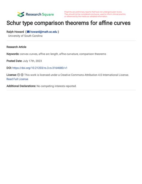 Pdf Schur Type Comparison Theorems For Affine Curves