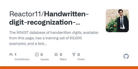 Github Reactor Handwritten Digit Recognization Using Knn Classifier The Mnist Database Of