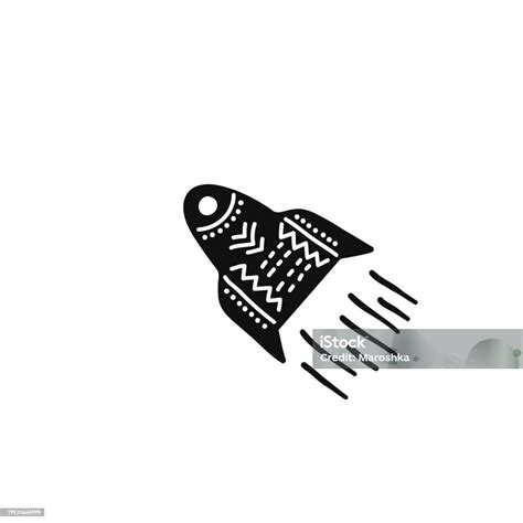 열린 공간에서 만화 로켓 흰색 배경에 격리 된 낙서 아이 벡터 그림입니다 0에 대한 스톡 벡터 아트 및 기타 이미지 0 0