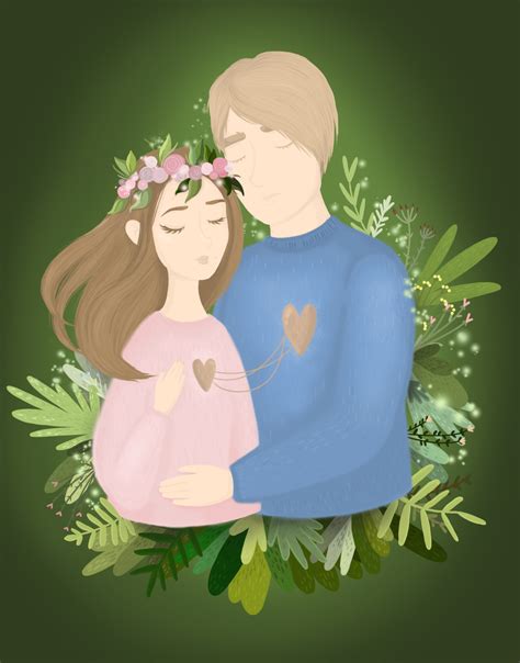 Иллюстрация Влюбленная пара в стиле графика